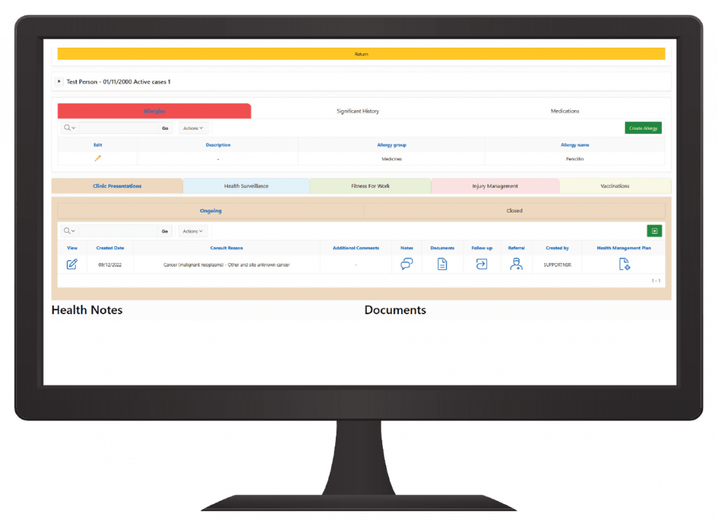 Employee Health Record